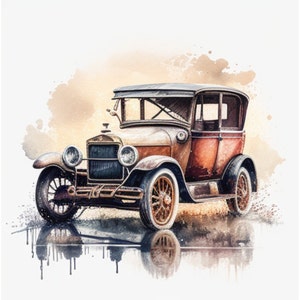 Classic Car Watercolor PNG Clipart, Vintage Car Portrait PNG ...