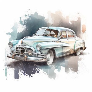 Classic Car Watercolor PNG Clipart, Vintage Car Portrait PNG ...