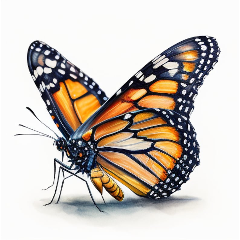 Monarch Butterfly Watercolor PNG Clipart Butterfly Portrait - Etsy