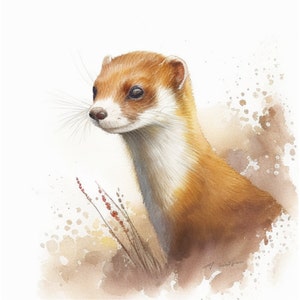 Weasel Watercolor PNG Clipart, Weasel PNG Watercolour, Instant Download ...