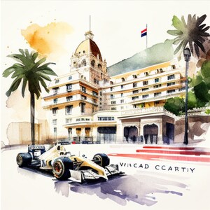 Monaco Grand Prix Watercolor Clipart: 4 PNG Images (digital Download ...
