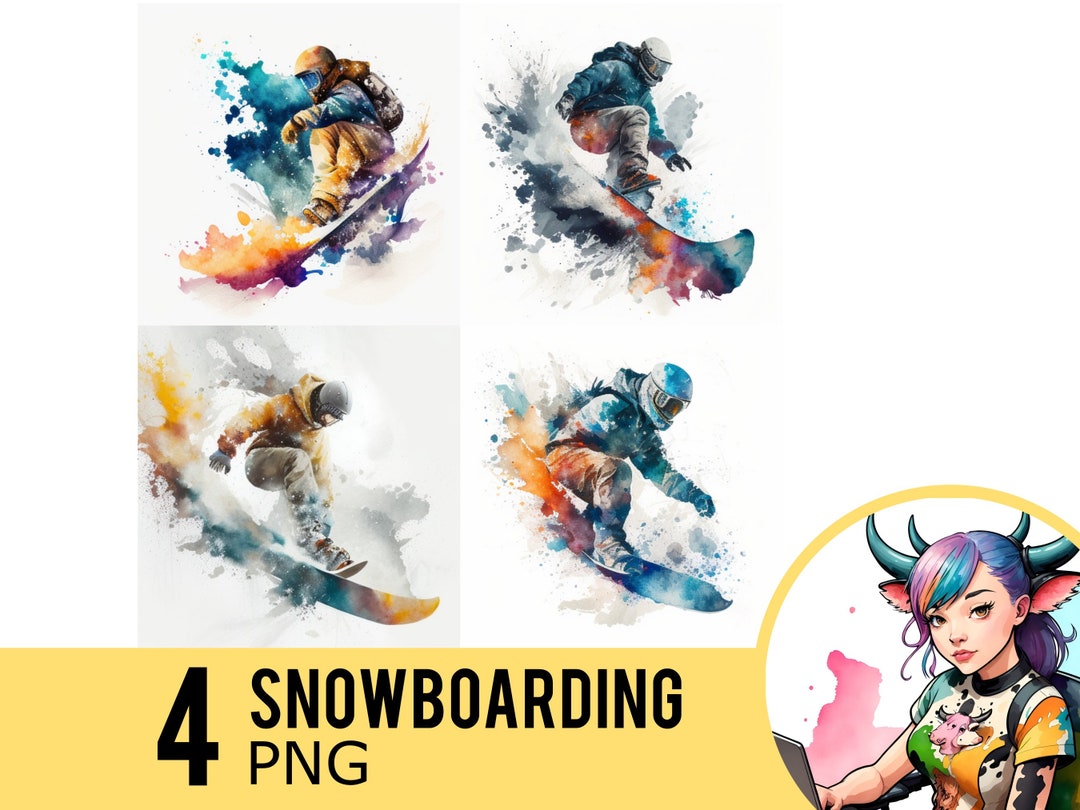 Snowboarding Watercolor PNG Clipart, Snowboard Portrait Watercolour PNG ...
