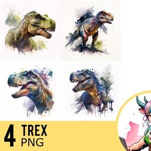 Trex Watercolor PNG Clipart, Tyrannosaurus Portrait PNG Watercolour ...