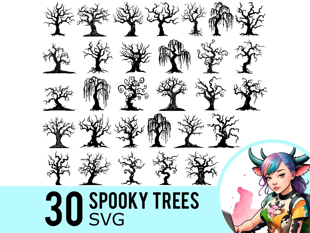 Spooky Tree SVG Clipart, Halloween Trees Silhouette, Dead Bare Winter ...