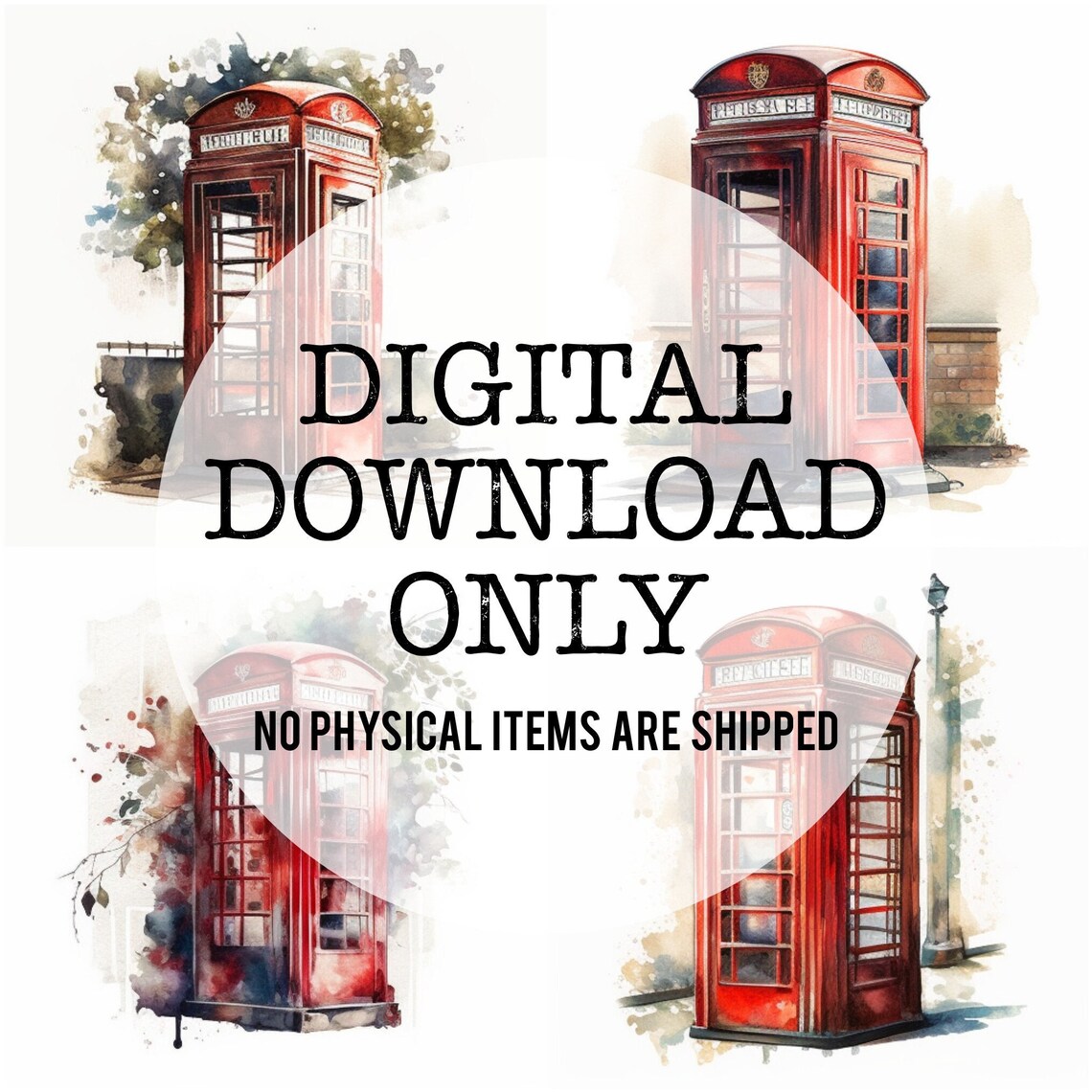 Red Telephone Box Watercolor PNG Clipart Phone Portrait PNG - Etsy