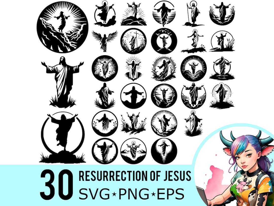 Resurrection of Jesus SVG PNG EPS Clipart, Easter Sunday Nativity Scene ...