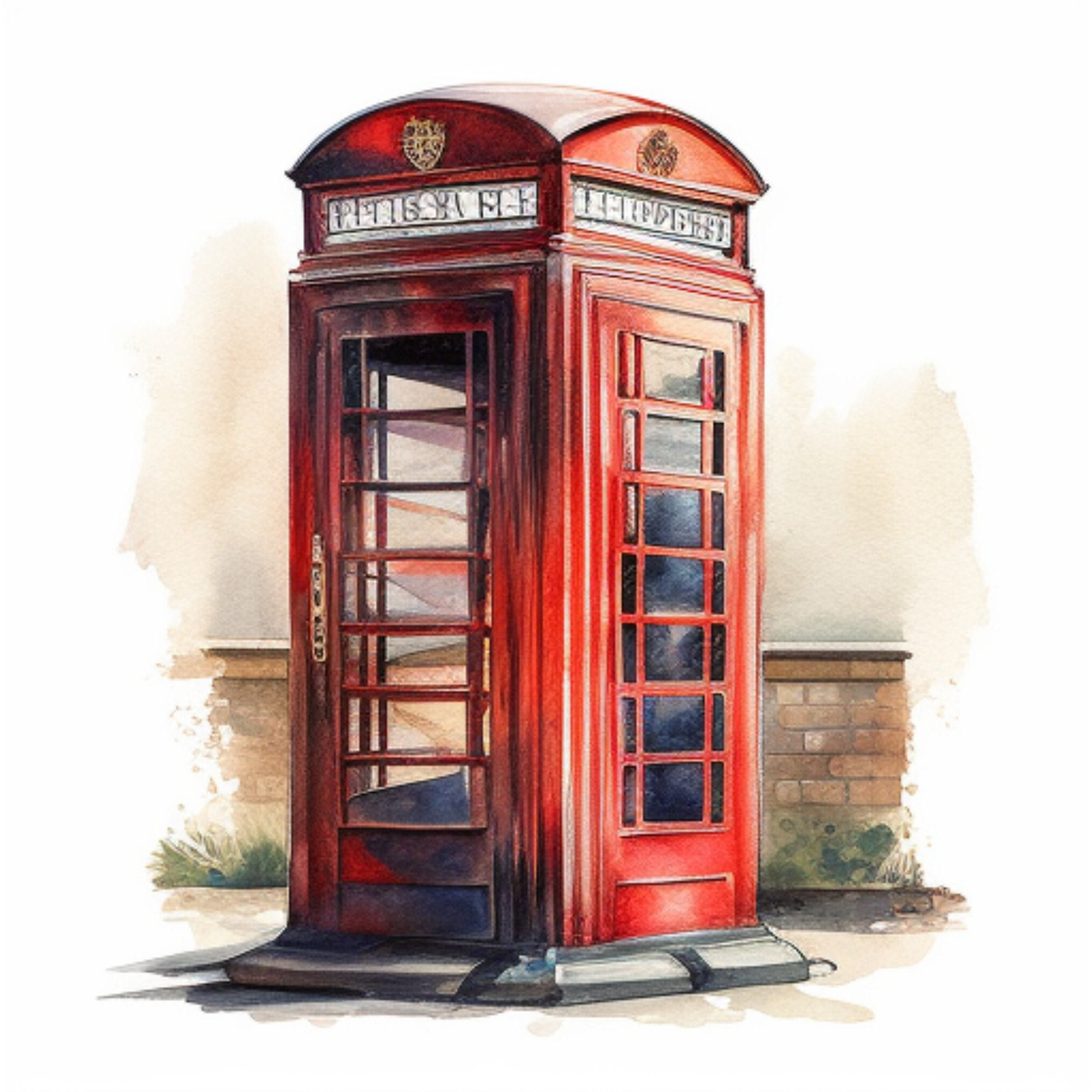 Red Telephone Box Watercolor PNG Clipart Phone Portrait PNG - Etsy