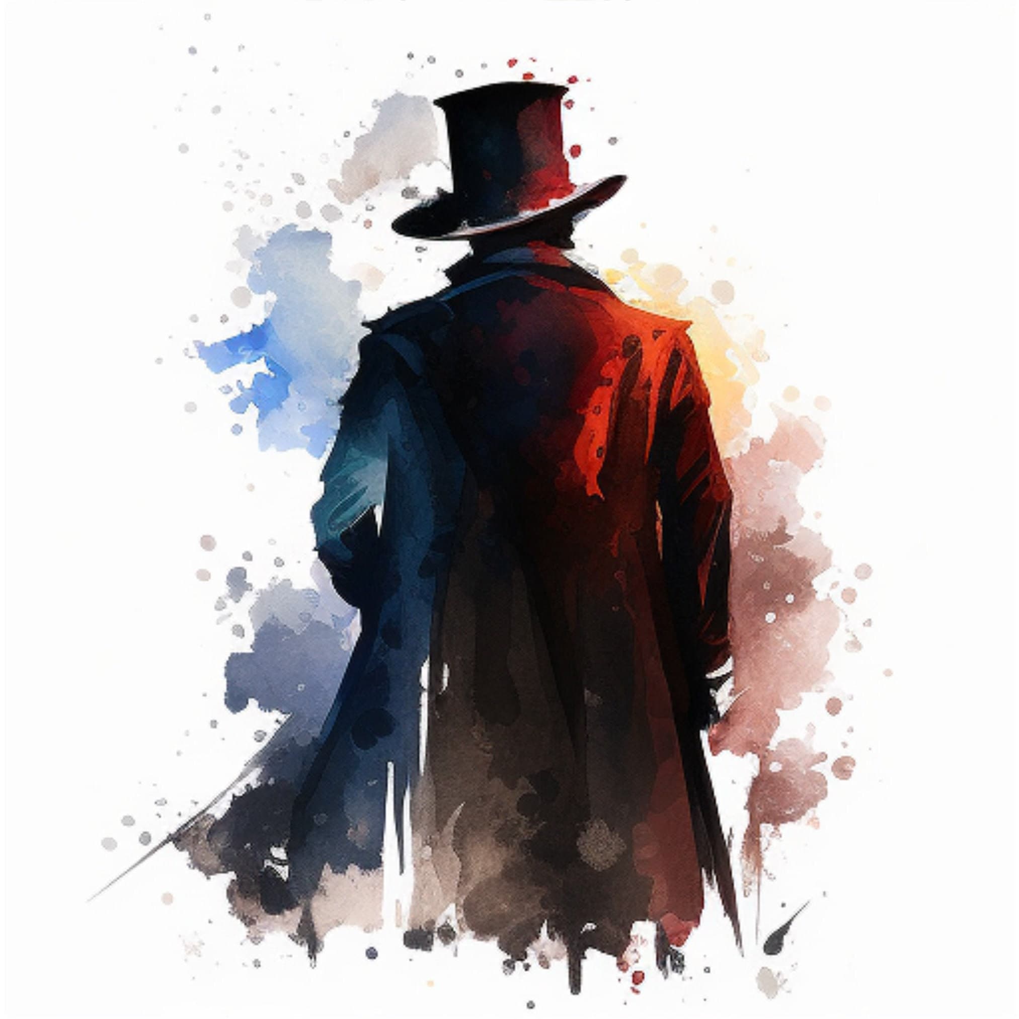 Jack the Ripper Watercolor PNG Clipart Whitechapel Portrait - Etsy