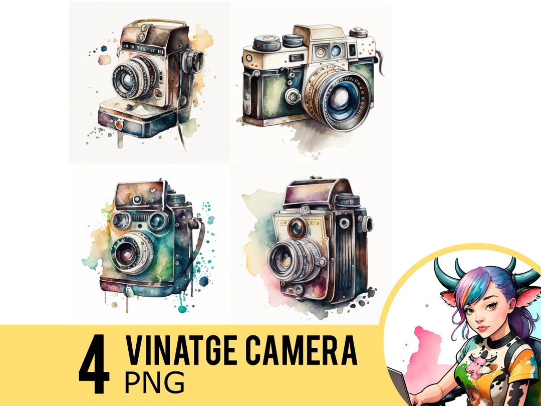 Classic Camera Watercolor PNG Clipart, Camera Portrait PNG Watercolour ...