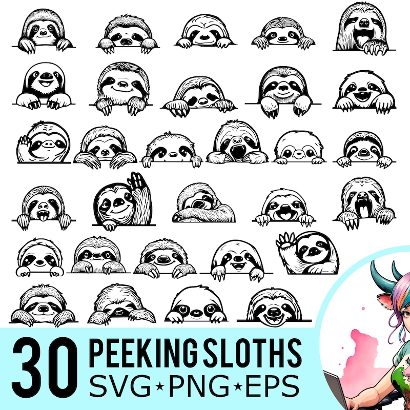 Birthday Sloth Svg - Etsy