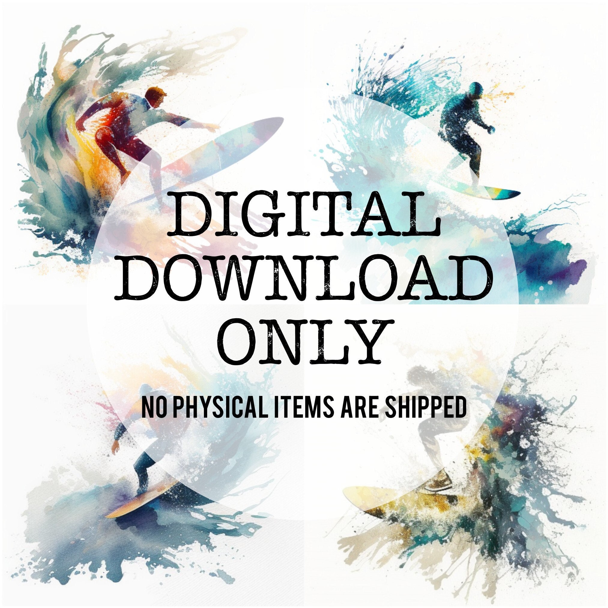 Surfing Watercolor Clipart, 4 Surf Board PNG Images, Extreme Water ...