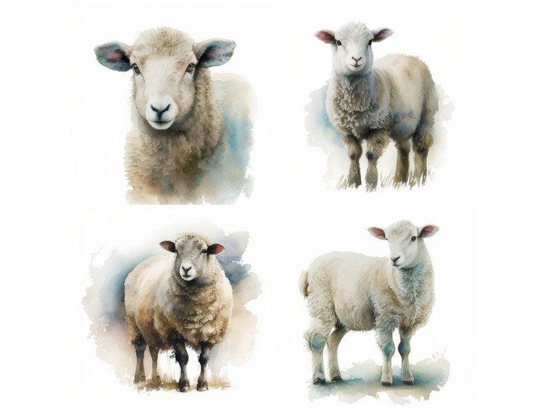 Sheep Watercolor PNG Clipart Lamb Portrait PNG Watercolour - Etsy