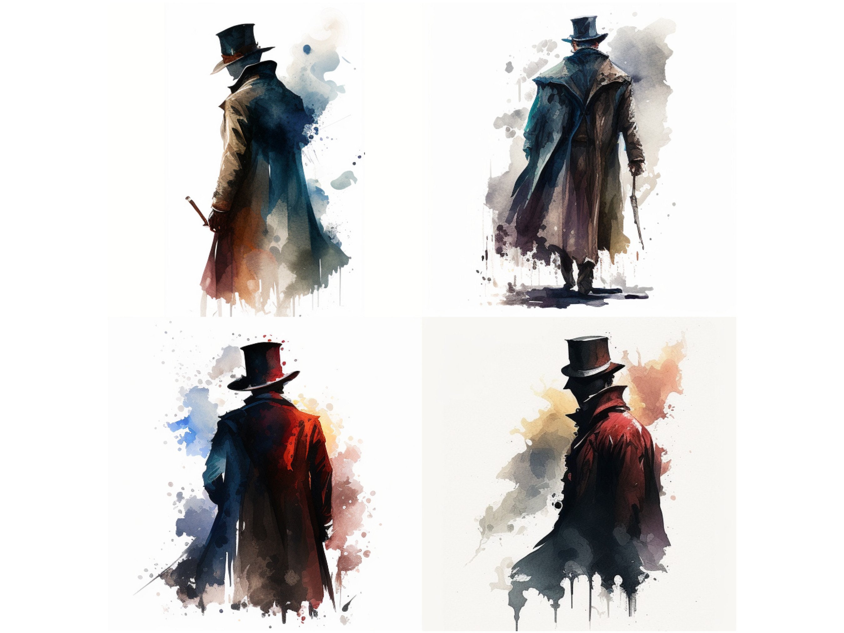 Jack the Ripper Watercolor PNG Clipart Whitechapel Portrait - Etsy