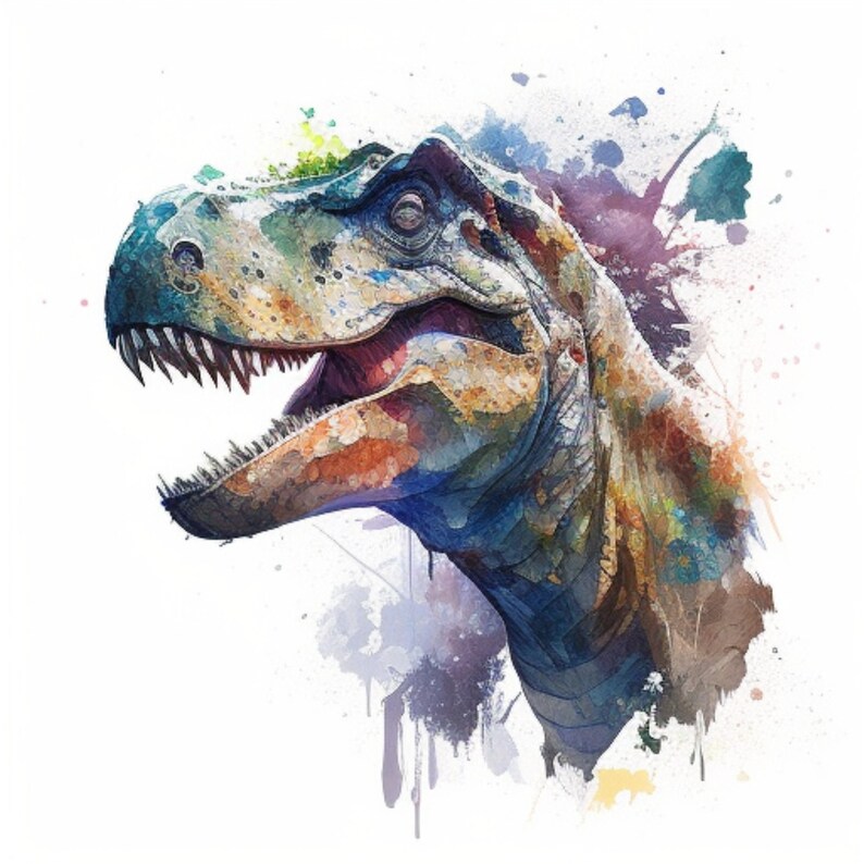Trex Watercolor PNG Clipart Tyrannosaurus Portrait PNG - Etsy