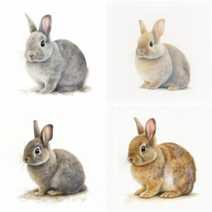 Netherland Dwarf Rabbit Watercolor PNG Clipart, Bunny Portrait ...