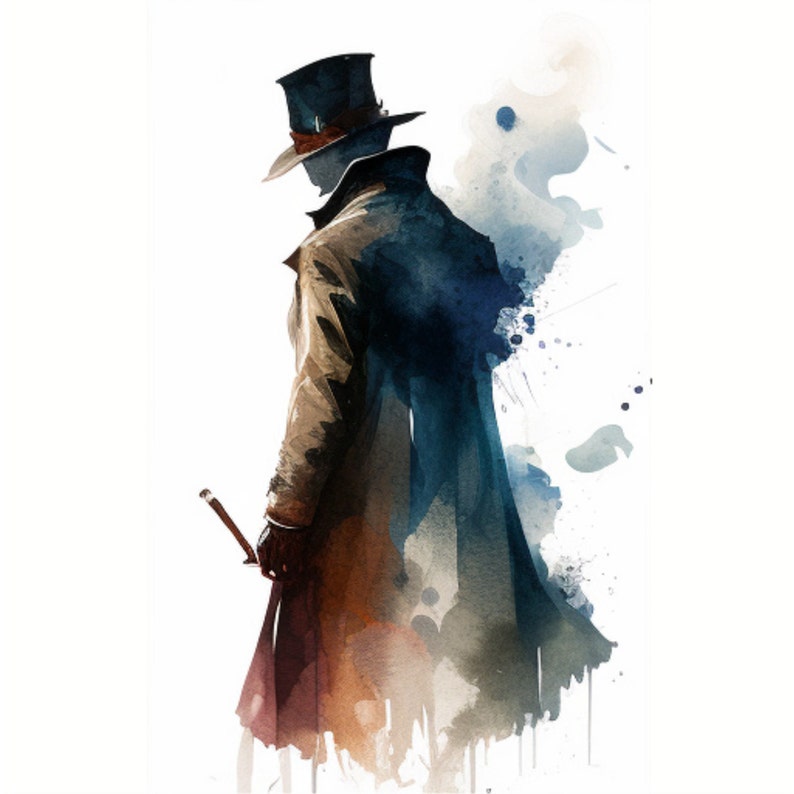 Jack the Ripper Watercolor PNG Clipart Whitechapel Portrait - Etsy