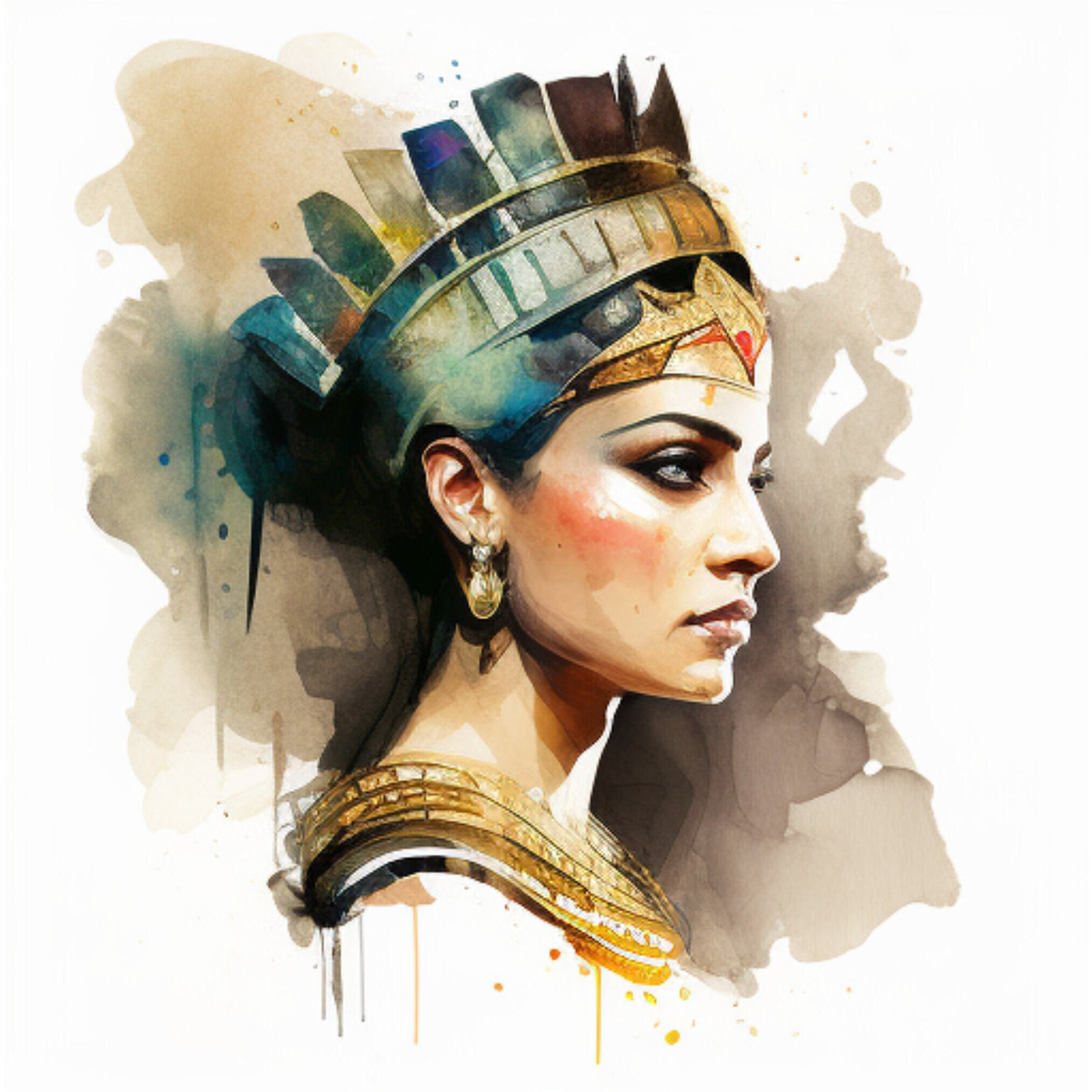 Cleopatra Watercolor PNG Clipart Queen of Egypt Portrait - Etsy