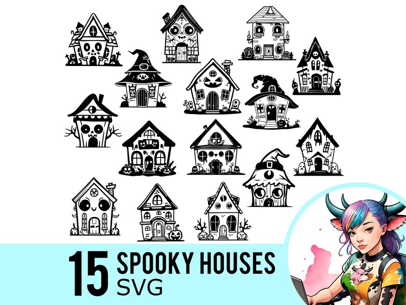 Spooky House SVG Clipart Cute Halloween Haunted Houses - Etsy