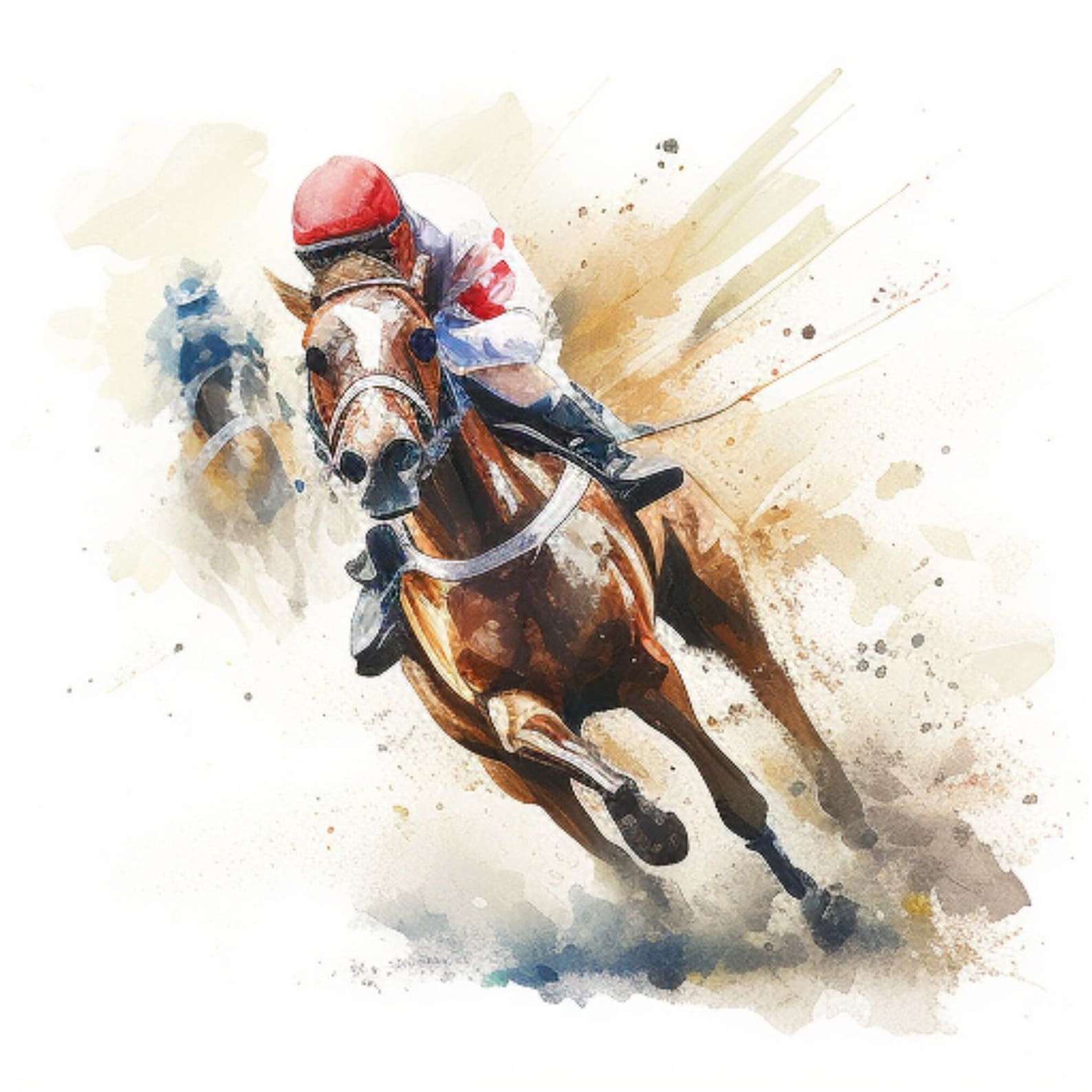 Horse Racing Watercolor PNG Clipart Jockeys Portrait - Etsy