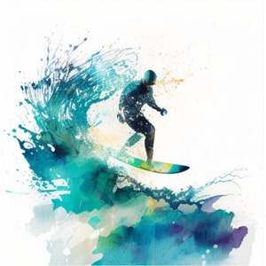 Surfing Watercolor Clipart, 4 Surf Board PNG Images, Extreme Water ...