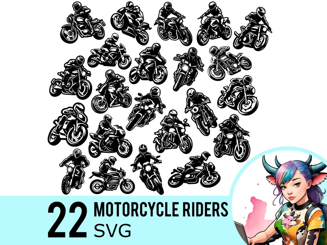 Motorcycle Rider SVG Clipart, Motorbike Silhouette, Motor Bike Riders ...