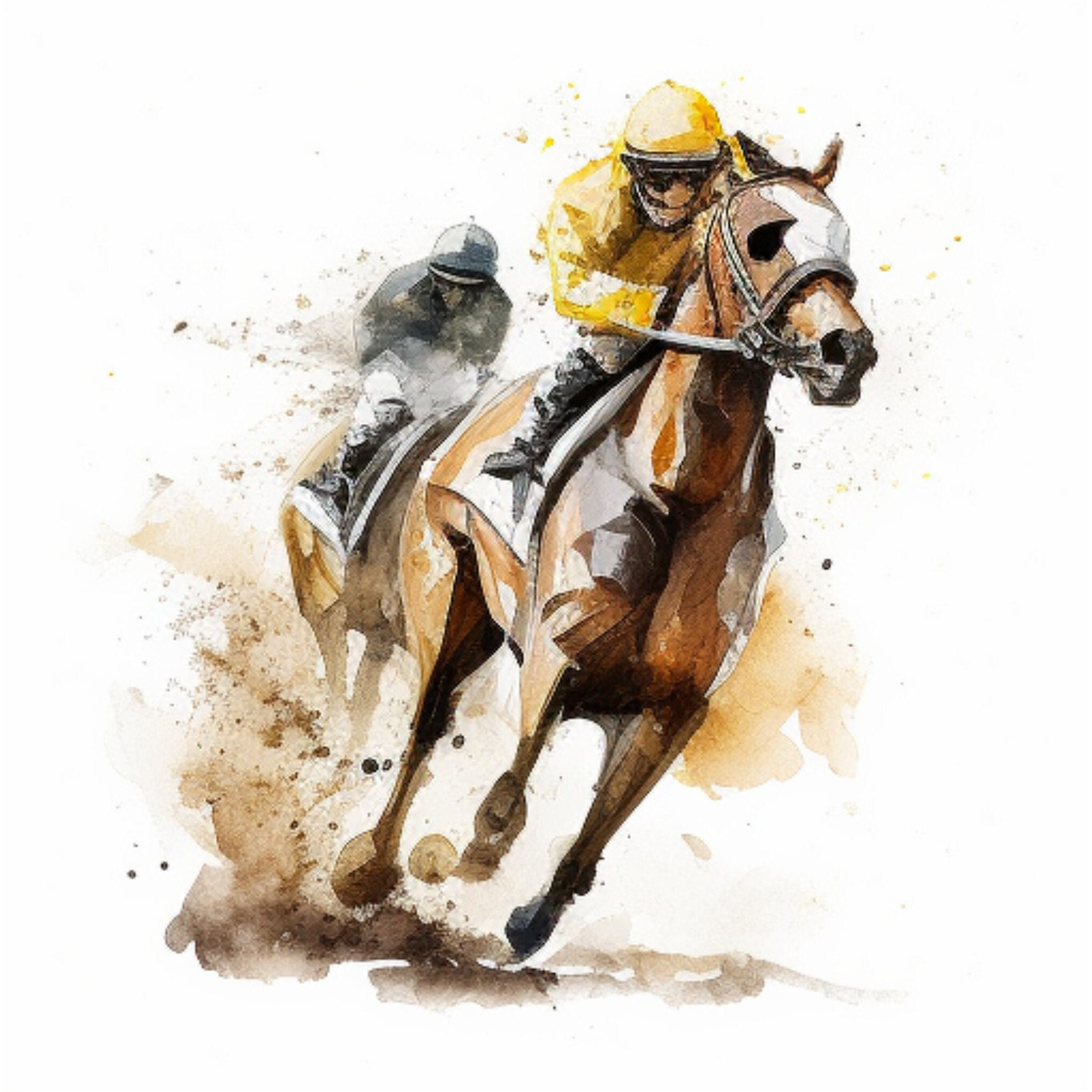 Horse Racing Watercolor PNG Clipart Jockeys Portrait - Etsy