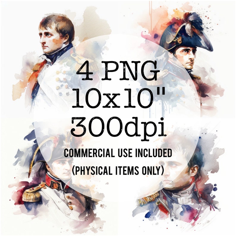 Napoleon Watercolor PNG Clipart Napoleon Bonaparte Portrait - Etsy
