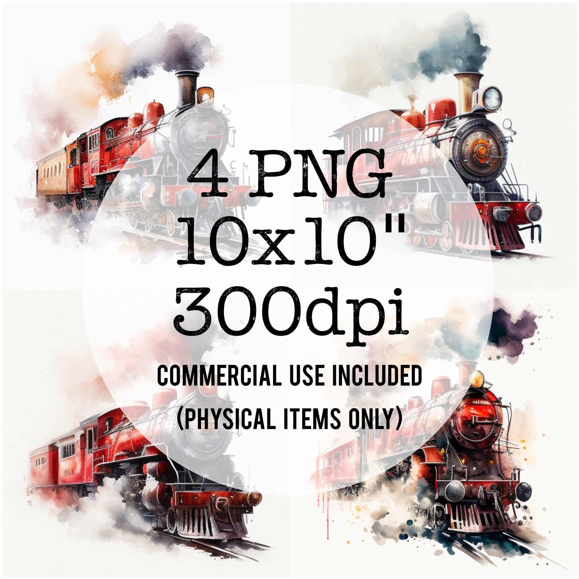 Red Steam Engine Watercolor PNG Clipart Locomotive Portrait - Etsy UK