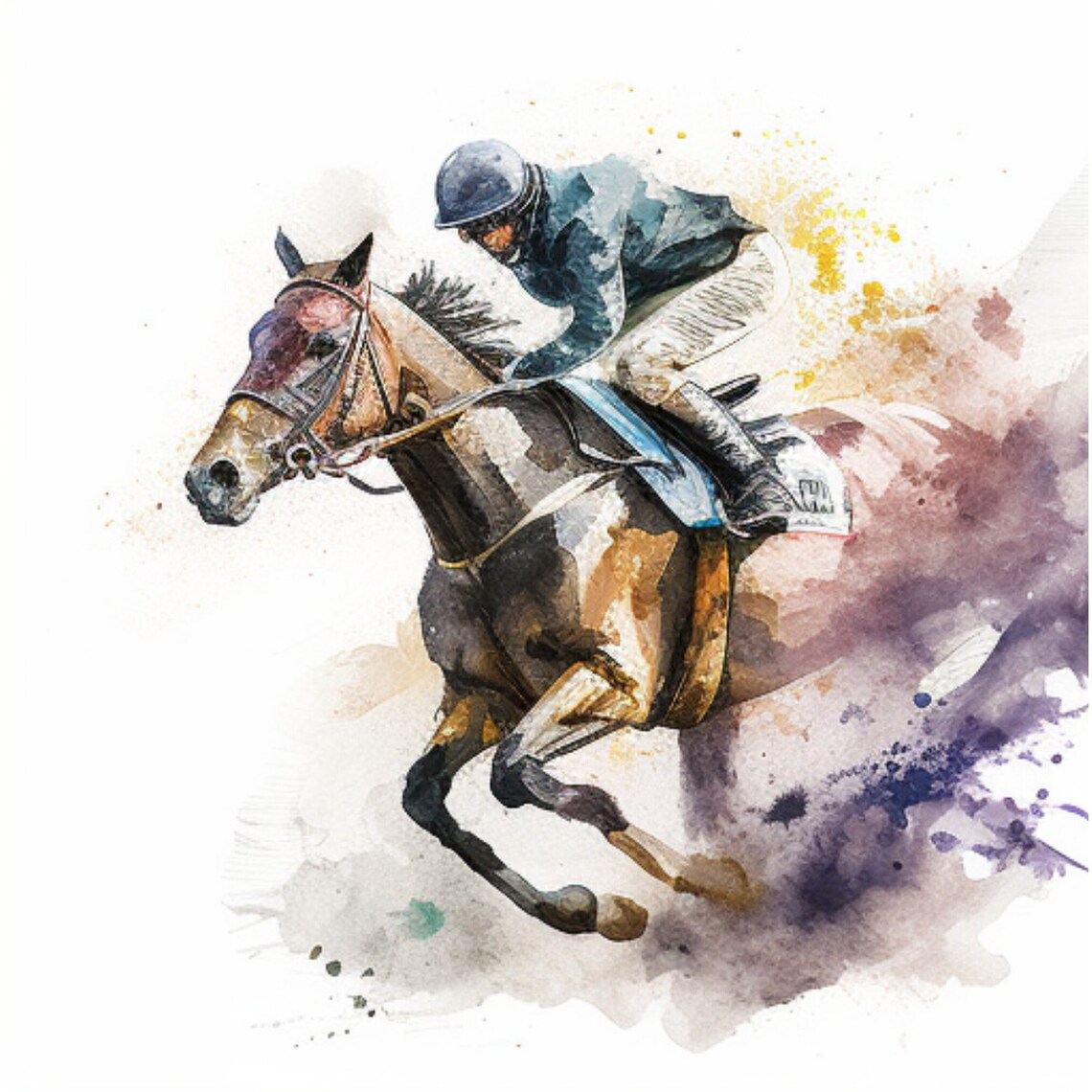 Horse Racing Watercolor PNG Clipart Jockeys Portrait - Etsy