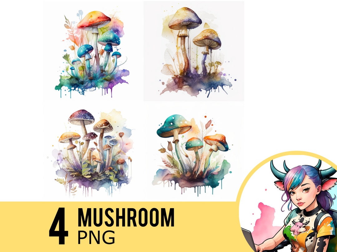Mushroom Watercolor PNG Clipart, Magic Mushroom Watercolour, Instant ...