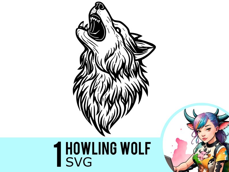 Howling Wolf Clipart SVG Wolf Head Silhouette Wolf Face - Etsy
