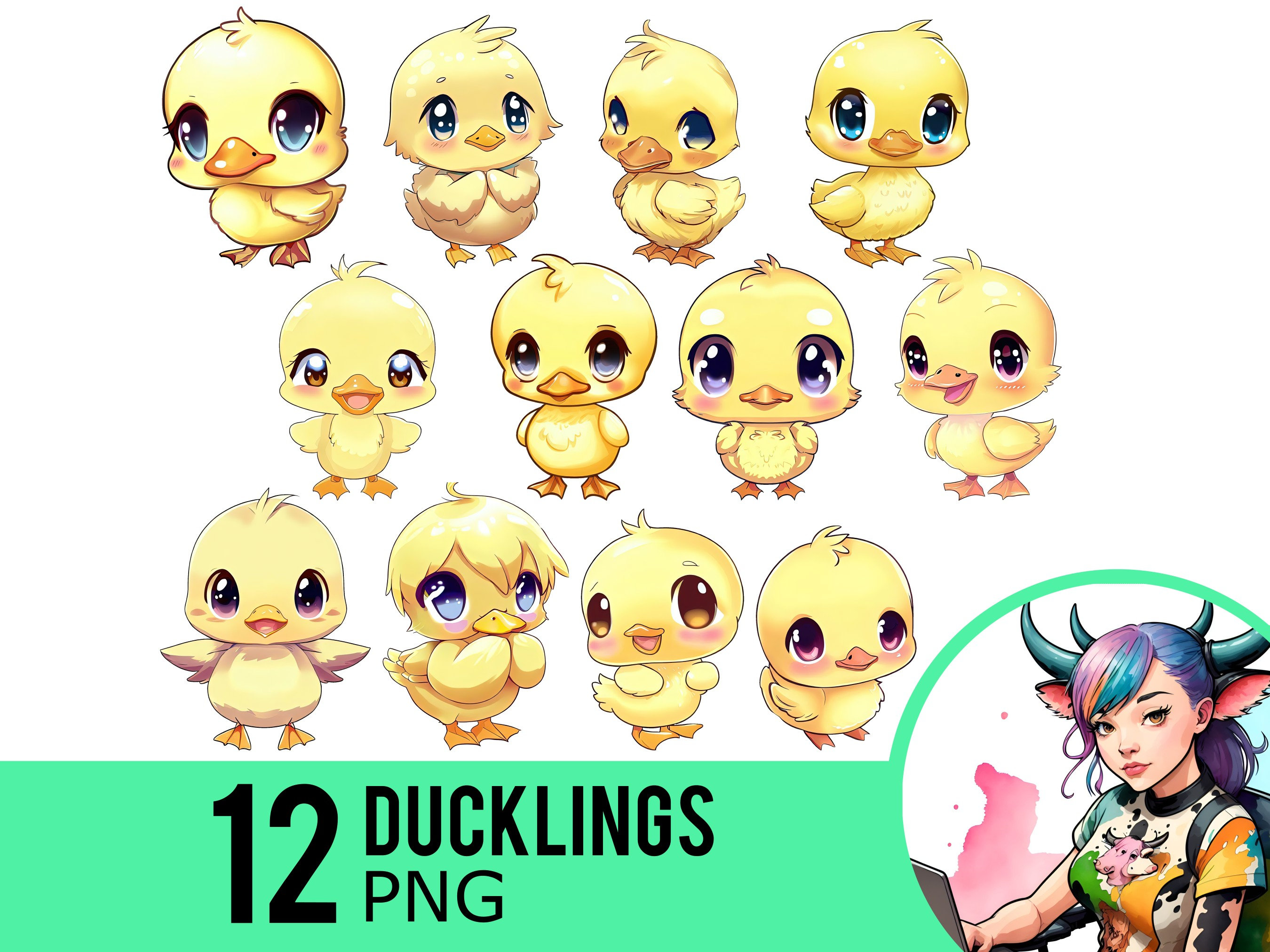 Cute Duckling Clipart PNG Kawaii Ducklings Clip Art Baby - Etsy