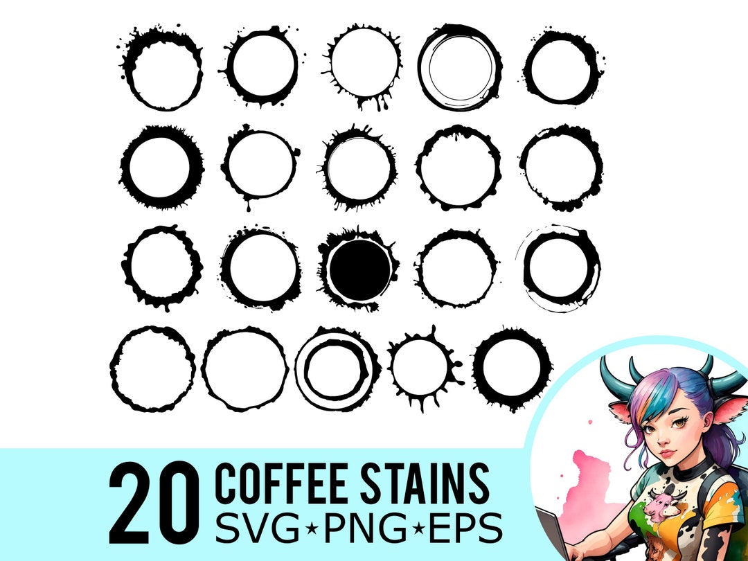 Coffee Stains SVG PNG EPS Clipart, Table Mug Ring Silhouette, Cup Stain ...