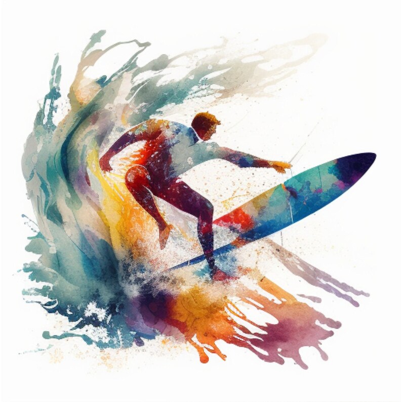 Surfing Watercolor PNG Clipart Surfer Portrait Watercolour - Etsy