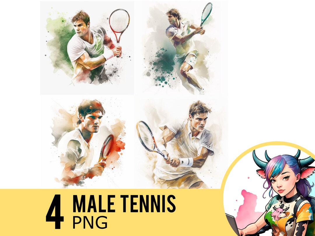 Male Tennis Watercolor PNG Clipart, Player Portrait Watercolour PNG ...