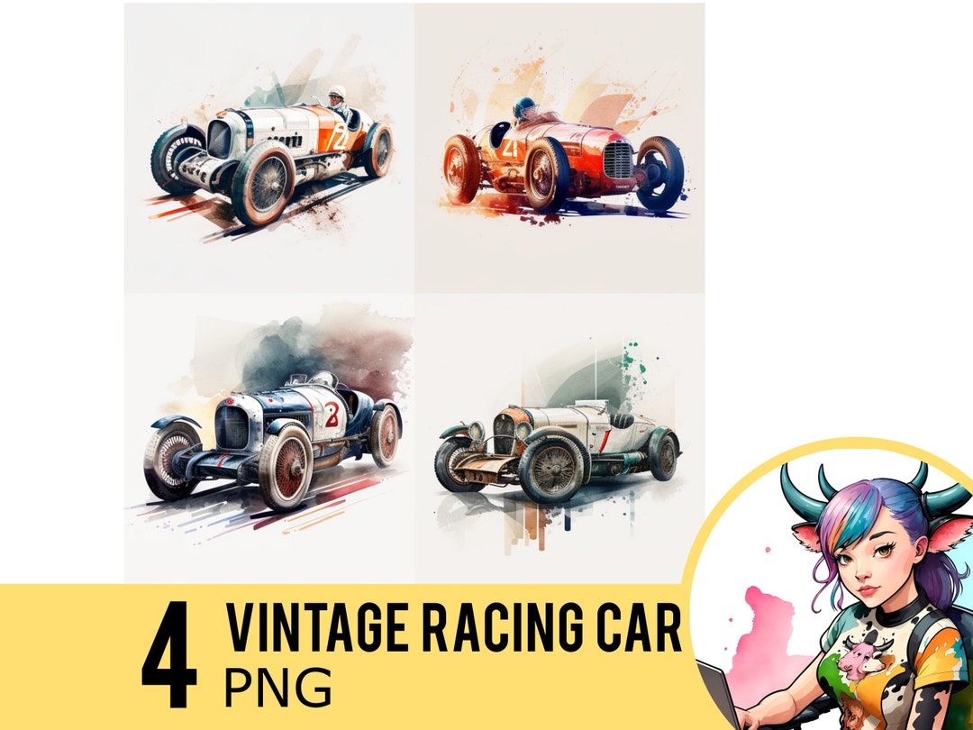 Classic Racing Car Watercolor PNG Clipart, Vintage Portrait PNG ...