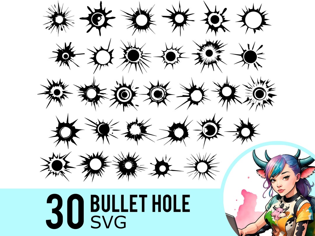 Bullet Hole SVG, Bullet Holes Clip Art, Bullet Hole Clipart, Gunshot ...