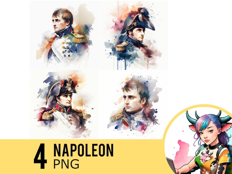 Napoleon Watercolor PNG Clipart Napoleon Bonaparte Portrait - Etsy