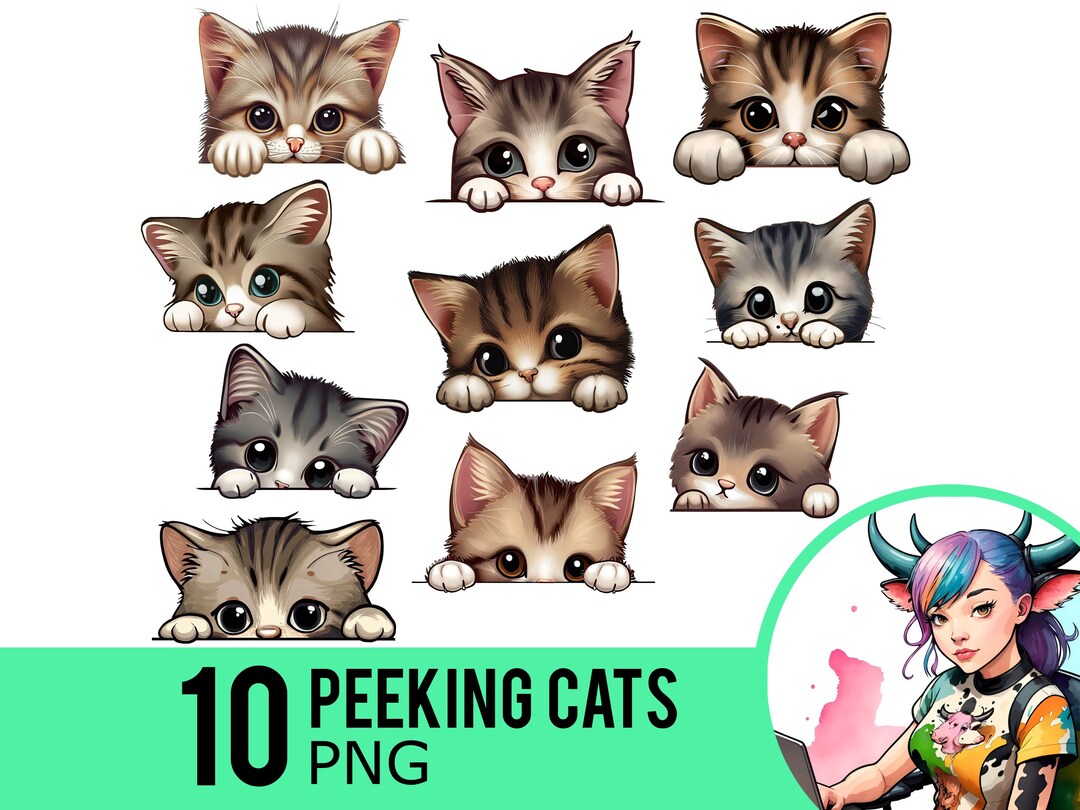 Peeking Cat Clipart, Peeking Kitten Clip Art, Peeking Cats T-shirt ...