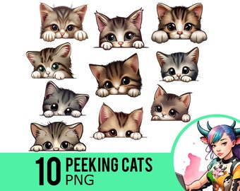 Peeking Cat Clipart, Peeking Kitten Clip Art, Peeking Cats T-shirt ...