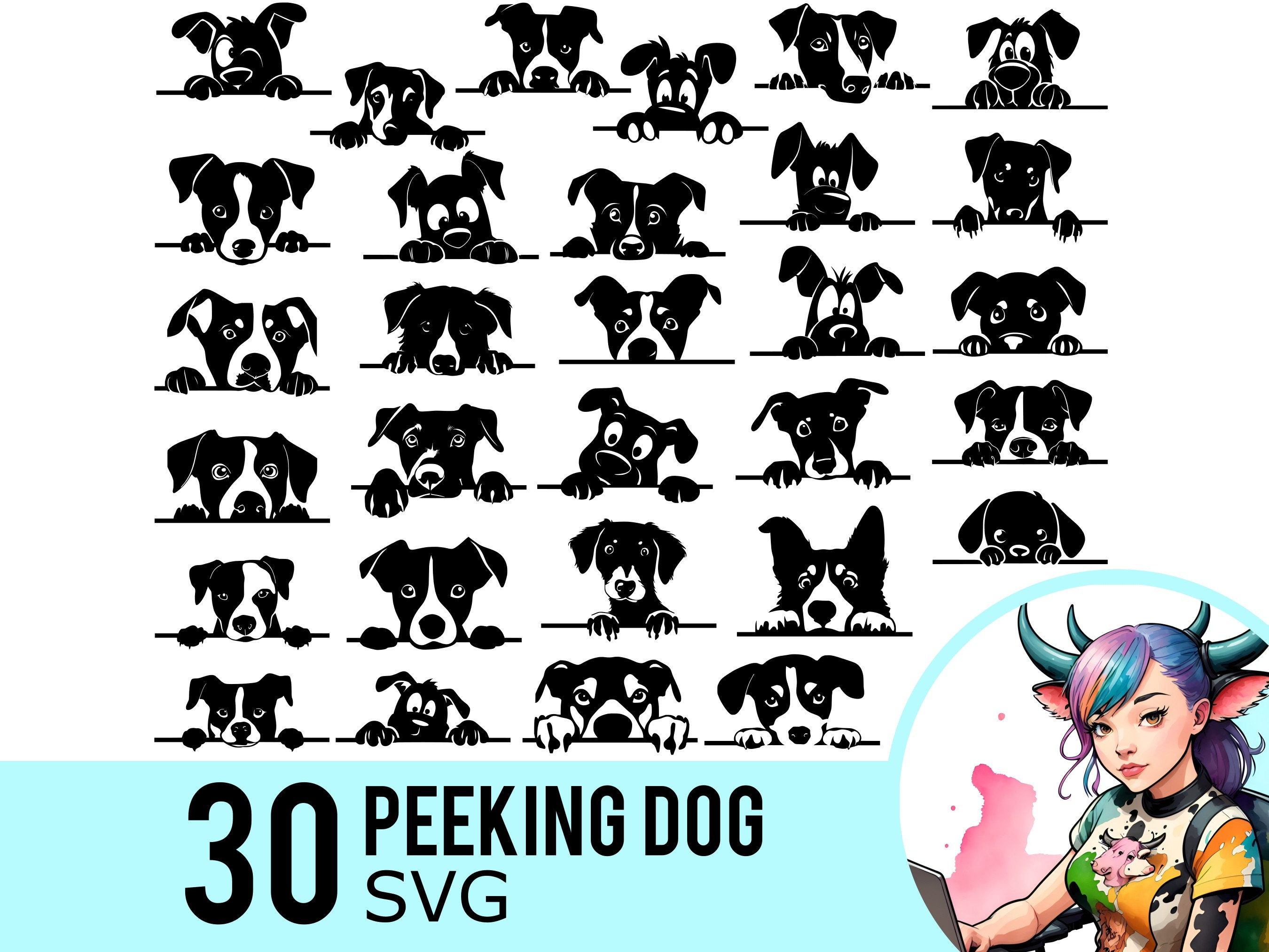Peeking Dog SVG Clipart Peeking Puppy Silhouette Peeking - Etsy Canada