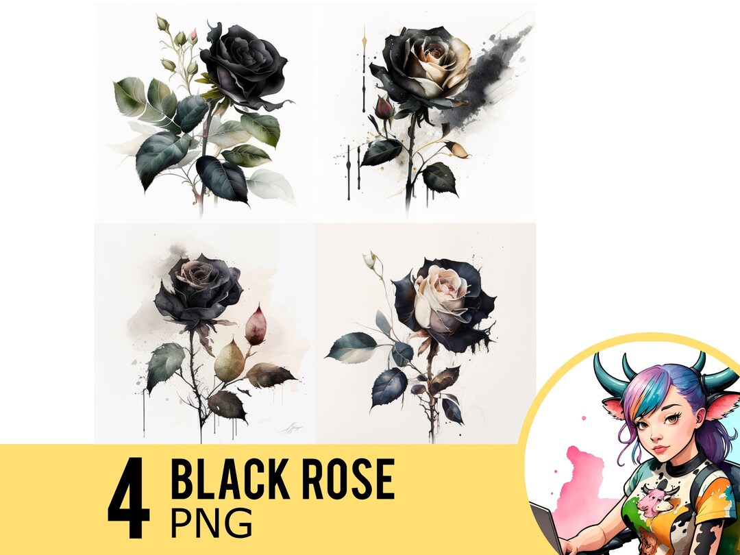 Black Rose Watercolor PNG Clipart, Black Rose Flower Watercolour ...