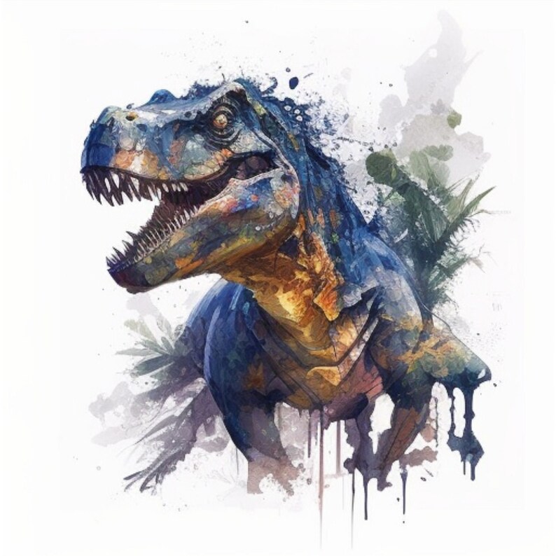 Trex Watercolor PNG Clipart Tyrannosaurus Portrait PNG - Etsy