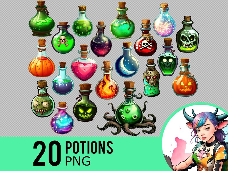 Halloween Potion Clipart: Witchcraft PNG Bundle (digital Download) - Etsy