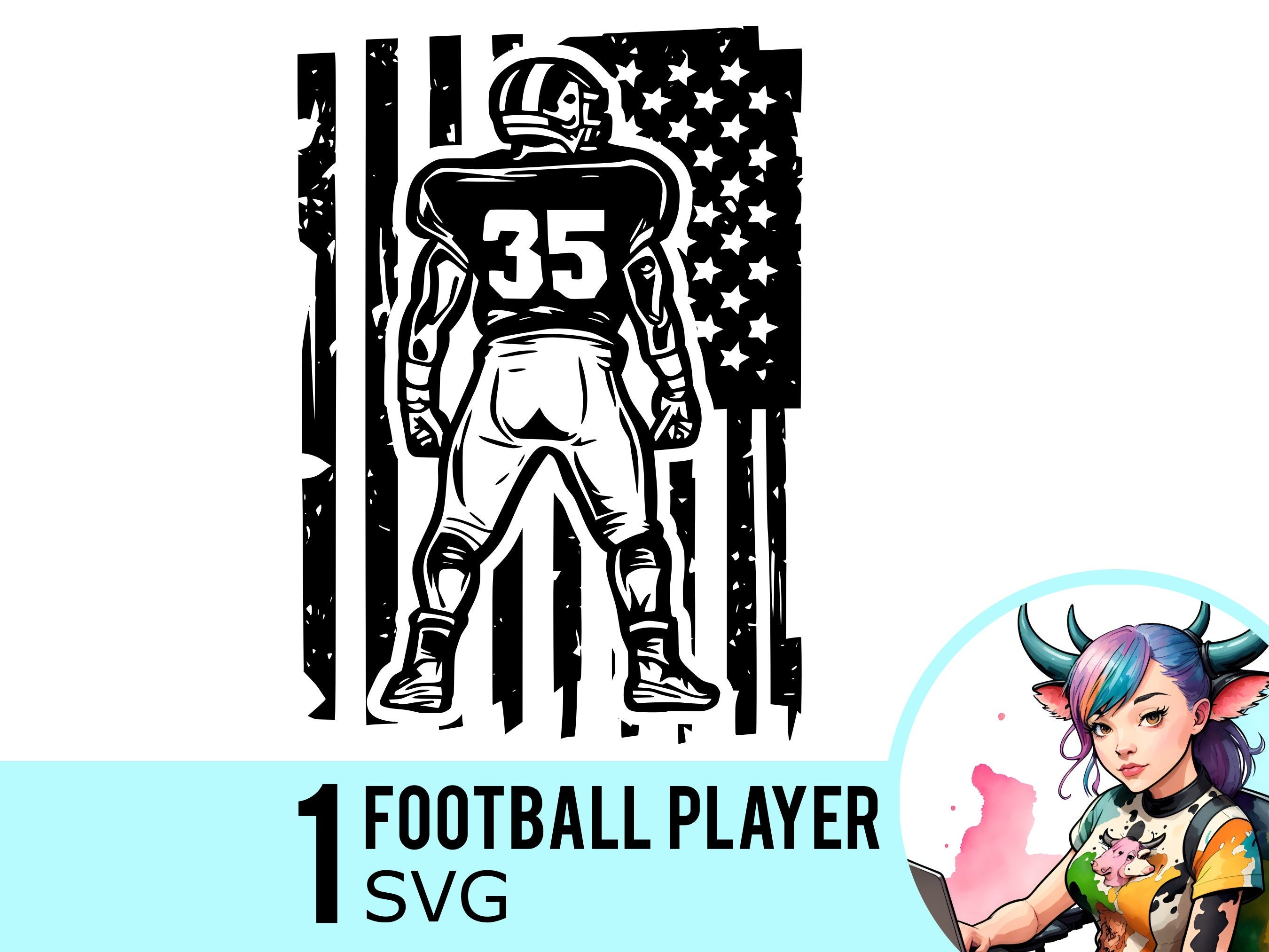 Football Svg Clipart American Football Player Svg USA - Etsy