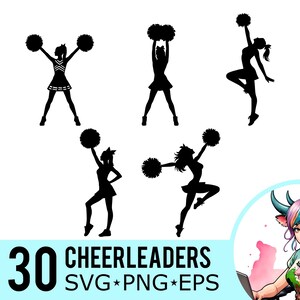 Cheerleader SVG PNG EPS Clipart, Cheer Leader Silhouette, Cheerleading ...