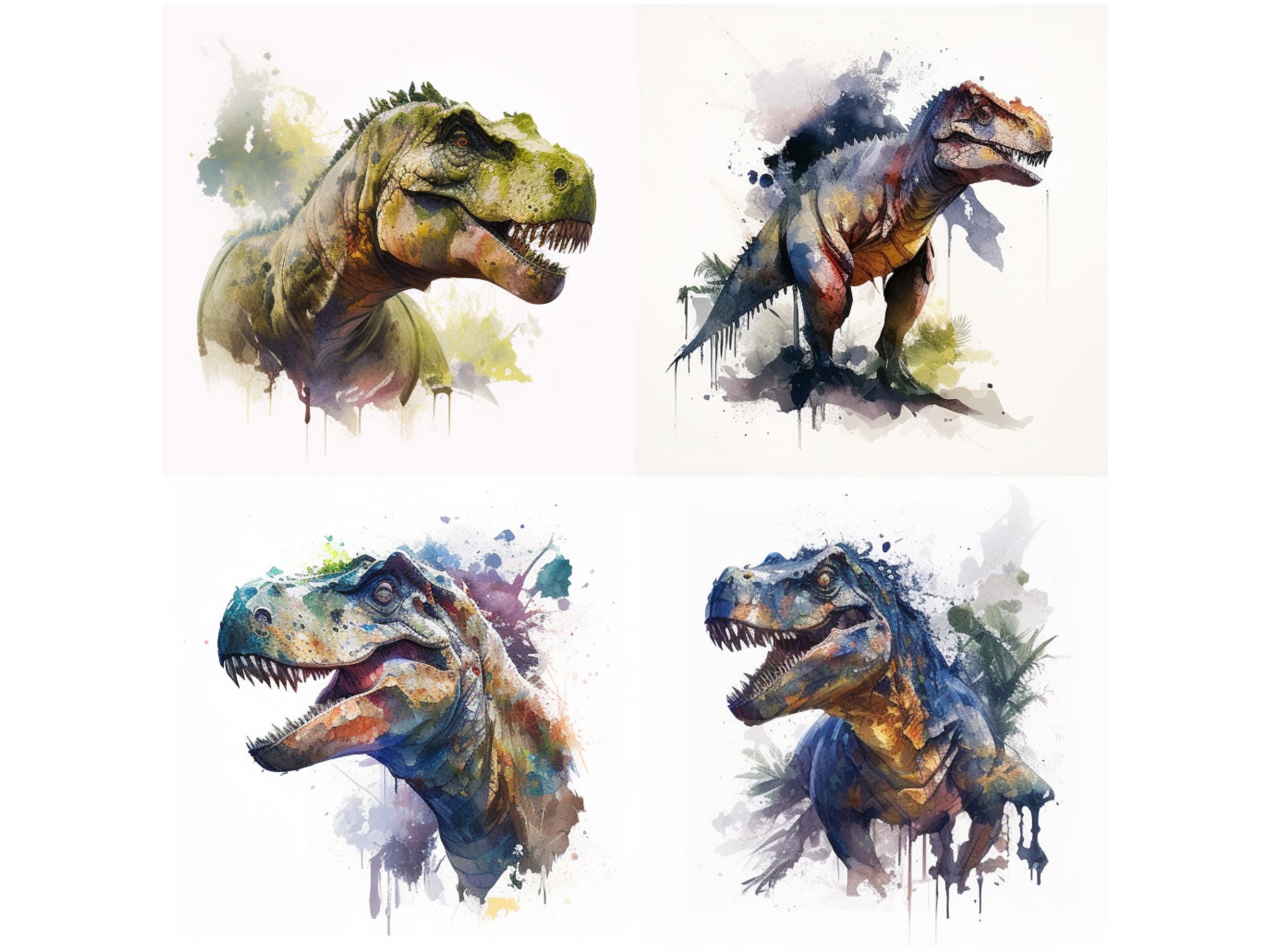 Trex Watercolor PNG Clipart Tyrannosaurus Portrait PNG - Etsy