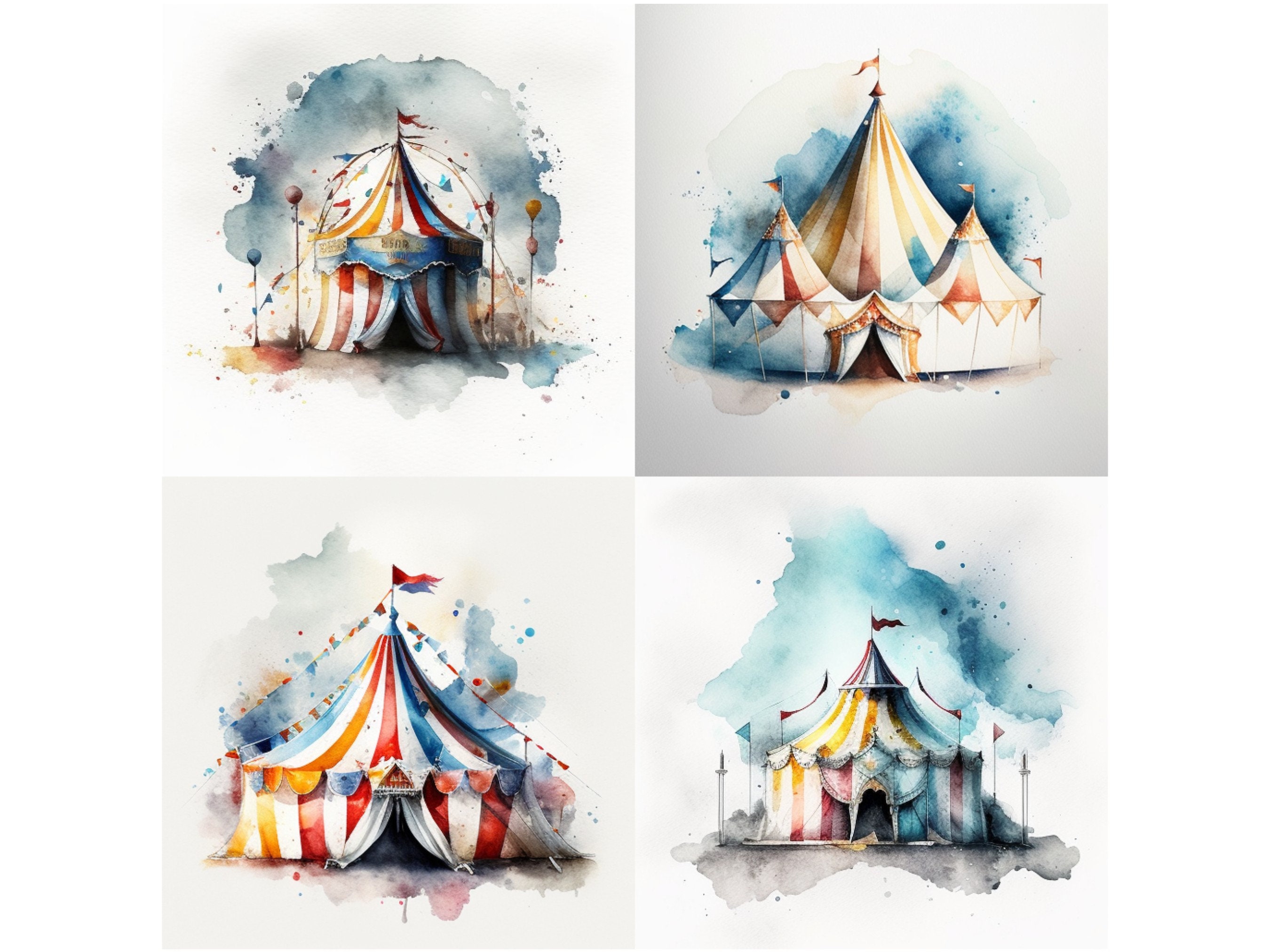 Circus Watercolor PNG Clipart Tent Portrait PNG Watercolour - Etsy