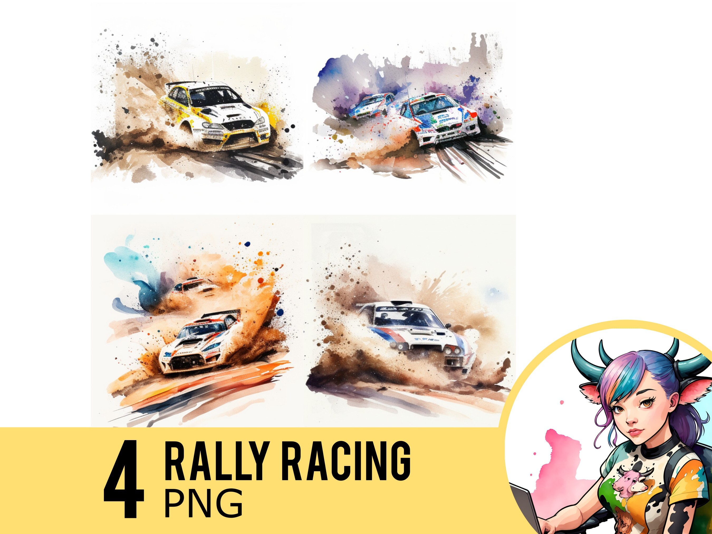 Rally Racing Watercolor PNG Clipart Motorsport Car Portrait - Etsy ...