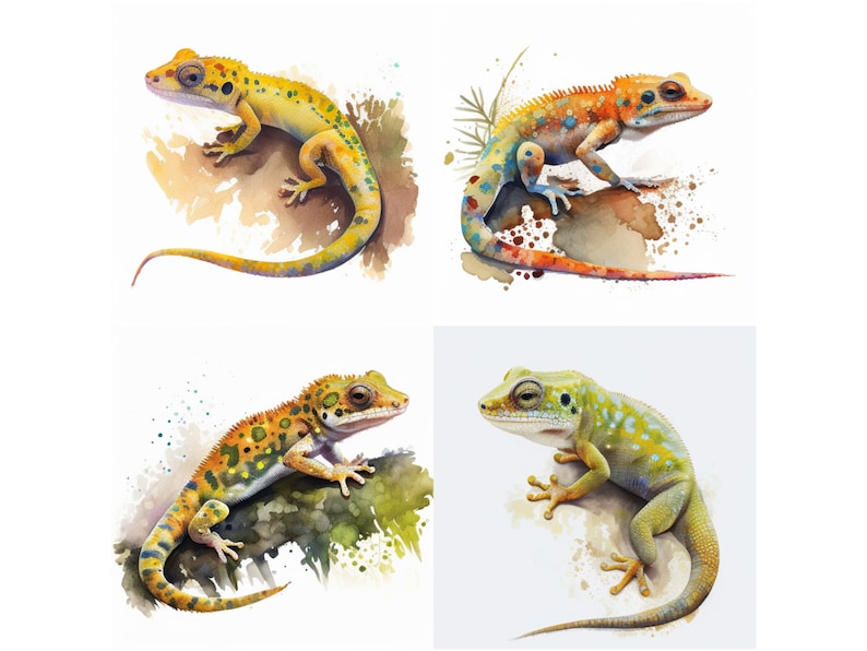 Gecko Watercolor PNG Clipart Lizard Portrait PNG Watercolour - Etsy